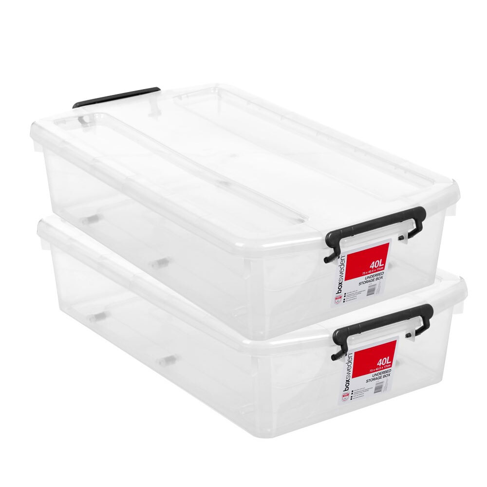 Buy 2x Boxsweden 40L/73cm Underbed Storage Container Box Rectangle ...