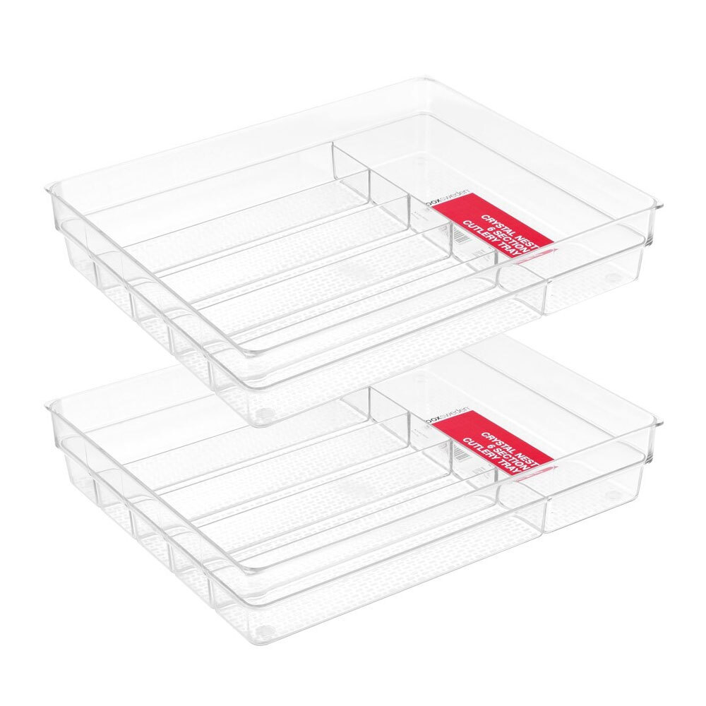Buy 2x Boxsweden Crystal Nest Cutlery Tray 6 Sections 33cm Storage ...