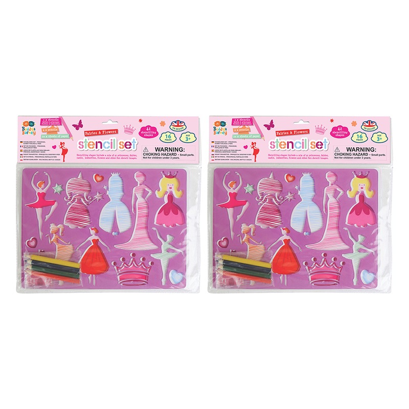 Buy 2x Buddy & Barney Stencil/Pencil Double Pack Fairies/Flowers Kids ...