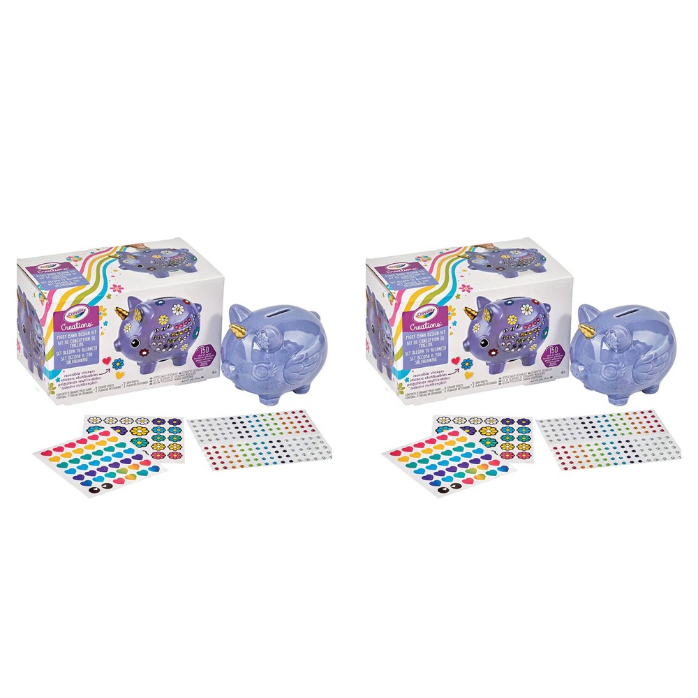 Buy 2x Crayola Creations Piggy Bank Design Kit w/ Reusable Sticker For ...