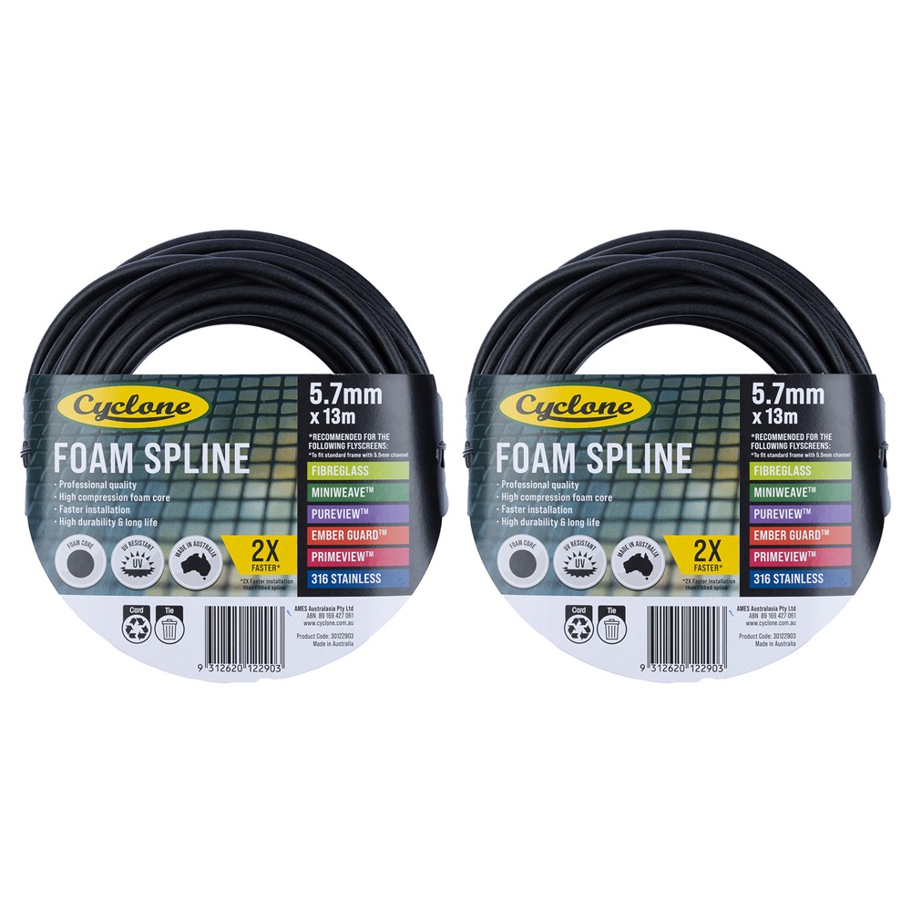 Buy 2x Cyclone Pro Foam Spline 5.7mmx13m For Fly/Insect/Mosquito Screen ...