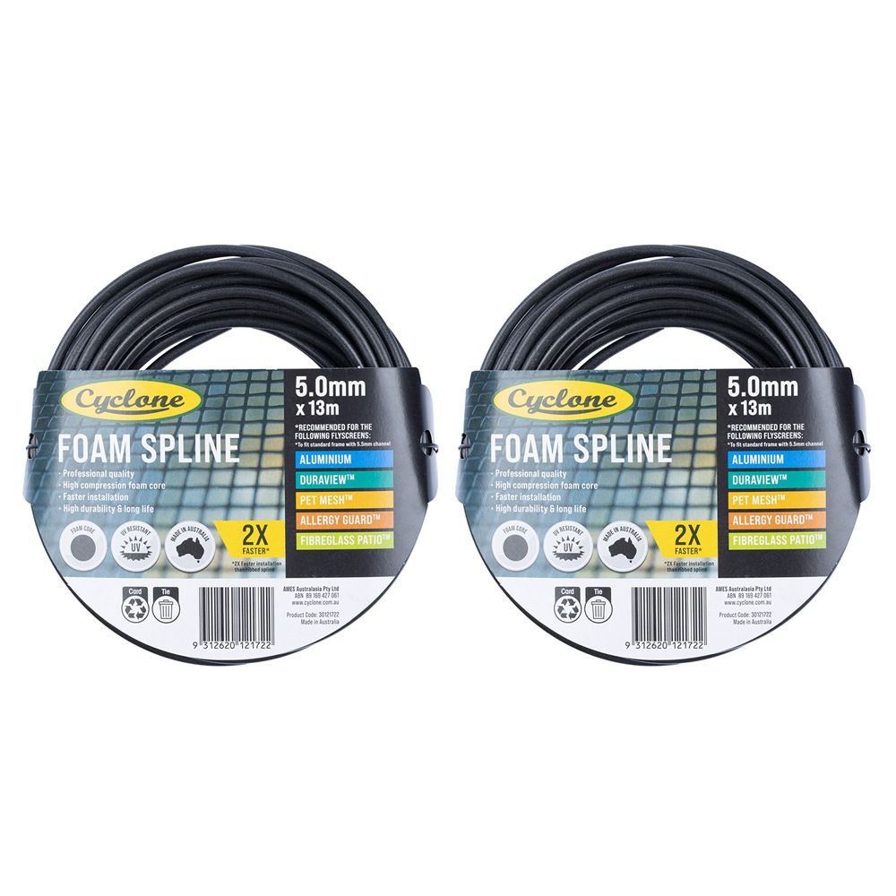 Buy 2x Cyclone Pro Foam Spline 5mm x 13m For Fly/Insect/Mosquito Screen ...