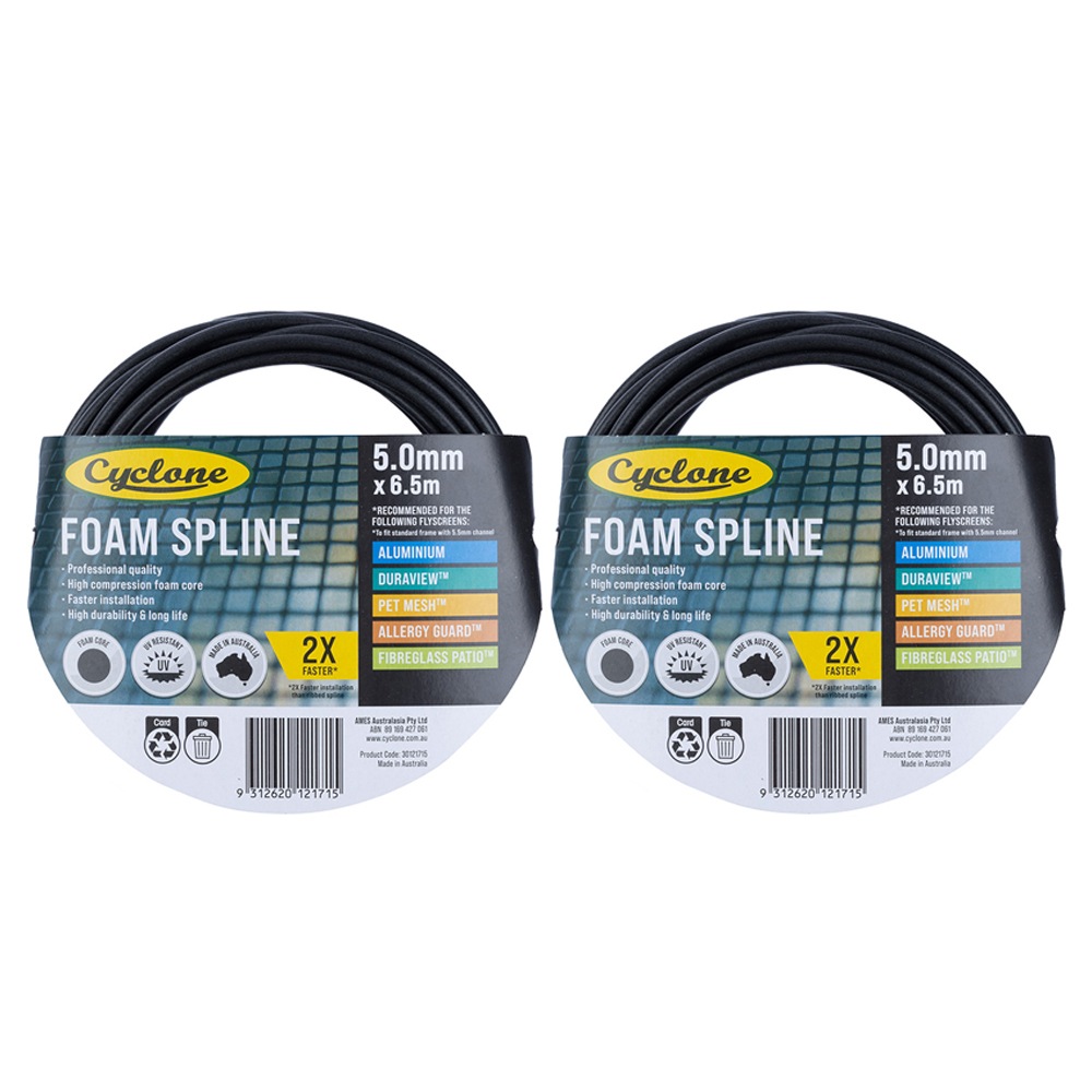 Buy 2x Cyclone Pro Foam Spline 5mmx6.5m For Fly/Insect/Mosquito Screen ...