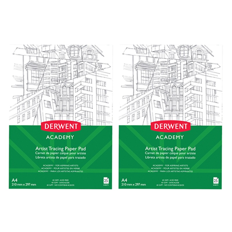 Buy 2x Derwent Academy Art/Craft Tracing Paper Pad A4 Portrait ...