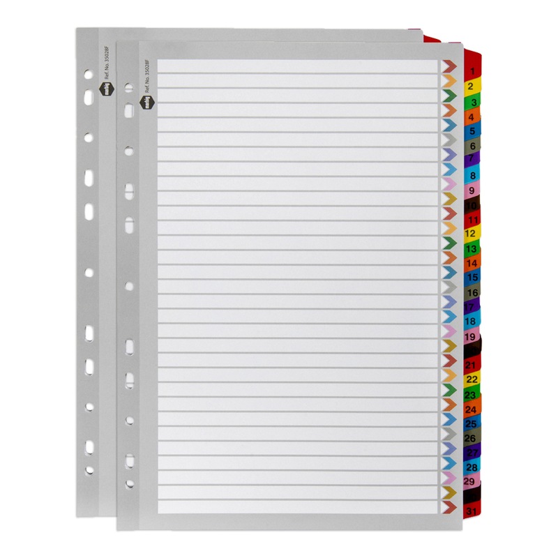 Buy 2x Marbig 1-31 Tab Coloured A4 Ring Binder Plastic Divider File ...