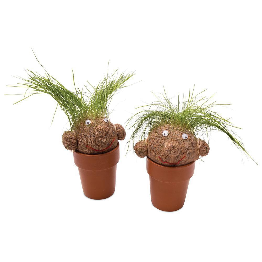 Buy 2x Mrs Green Pot Head Children Grass Growing Plant Doll Planter Fun ...