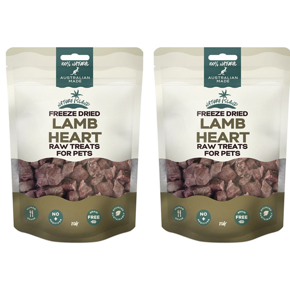 Buy 2x Nature Island Freeze Dried Lamb Heart Human Grade 80g Pets Dog ...