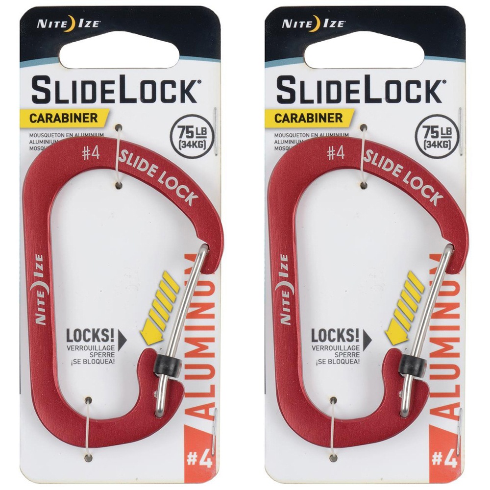 Buy 2x Nite Ize Slidelock 8cm Aluminium #4 Carabiner Lock Key Accessory ...