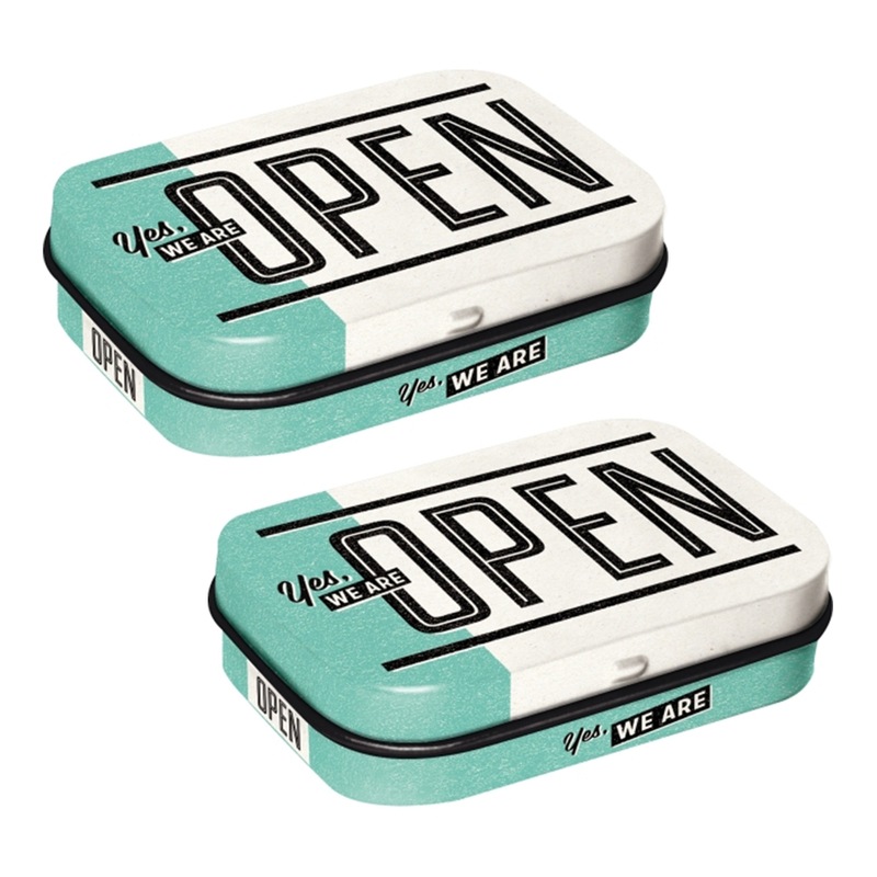 Buy 2x Nostalgic Art 6cm Metal Tin Mint Box Open White Fresh Breath ...