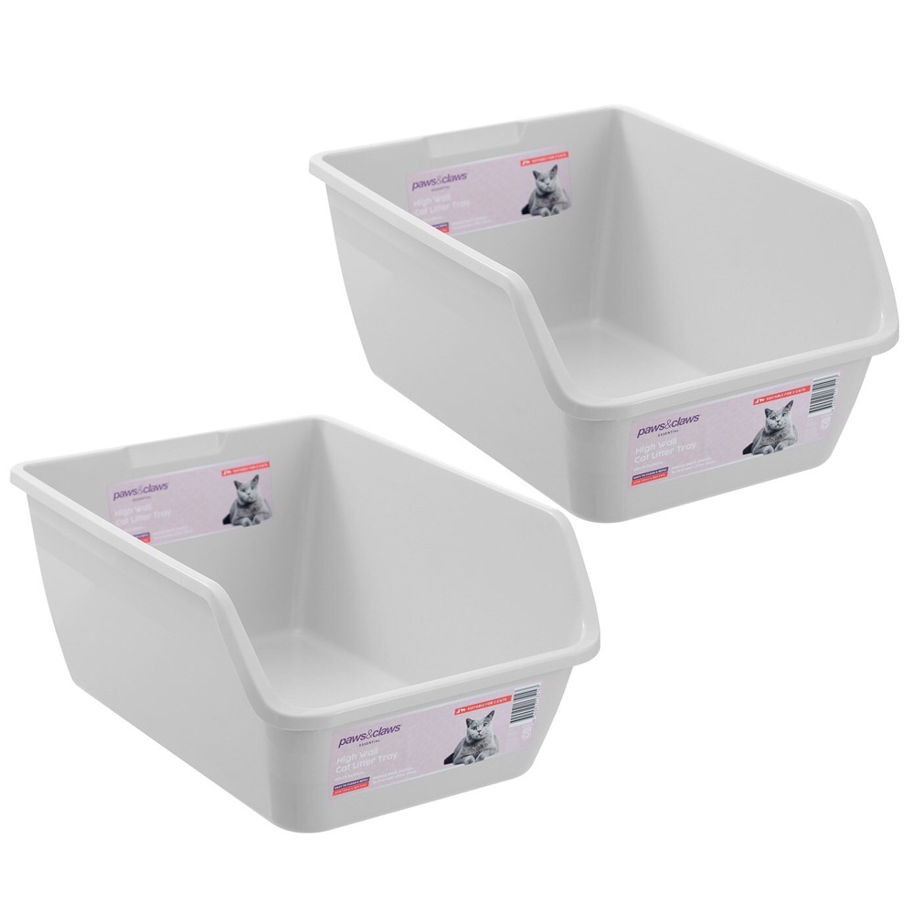 Buy 2x Paws & Claws Hygienic High Wall Cat/Kitten Litter Tray Medium ...