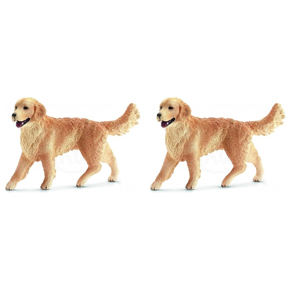 Buy 2x Schleich 3'' Golden Retriever Female Dog Animal Action Figure ...