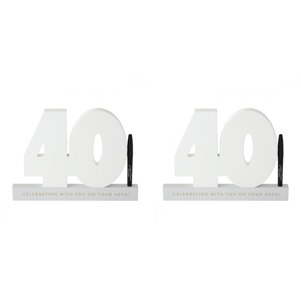 Buy 2x Splosh 40th Birthday Wooden Signature Number w/ Marker Keepsake ...
