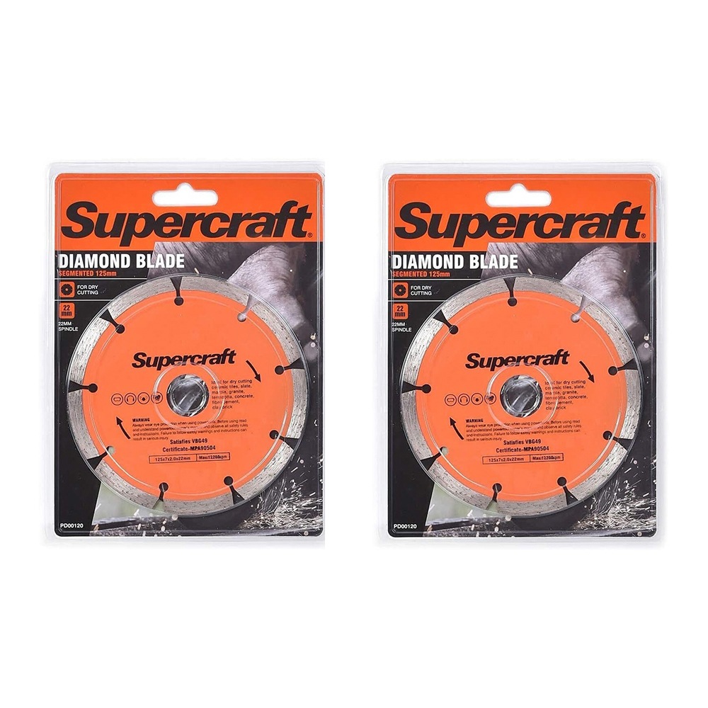 Buy 2x Supercraft Dry Cutting 125mm Diamond Blade Segmented Rim For ...