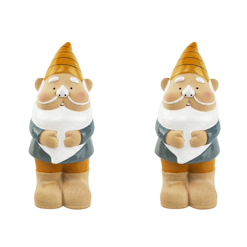 Buy 2x Urban 24cm Ceramic Gnome Statue Garden Ornament Outdoor Decor ...