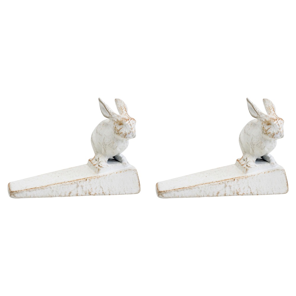 Buy 2x White Rabbit 12cm Metal Doorstop Home/Office Room Decor Weighted ...