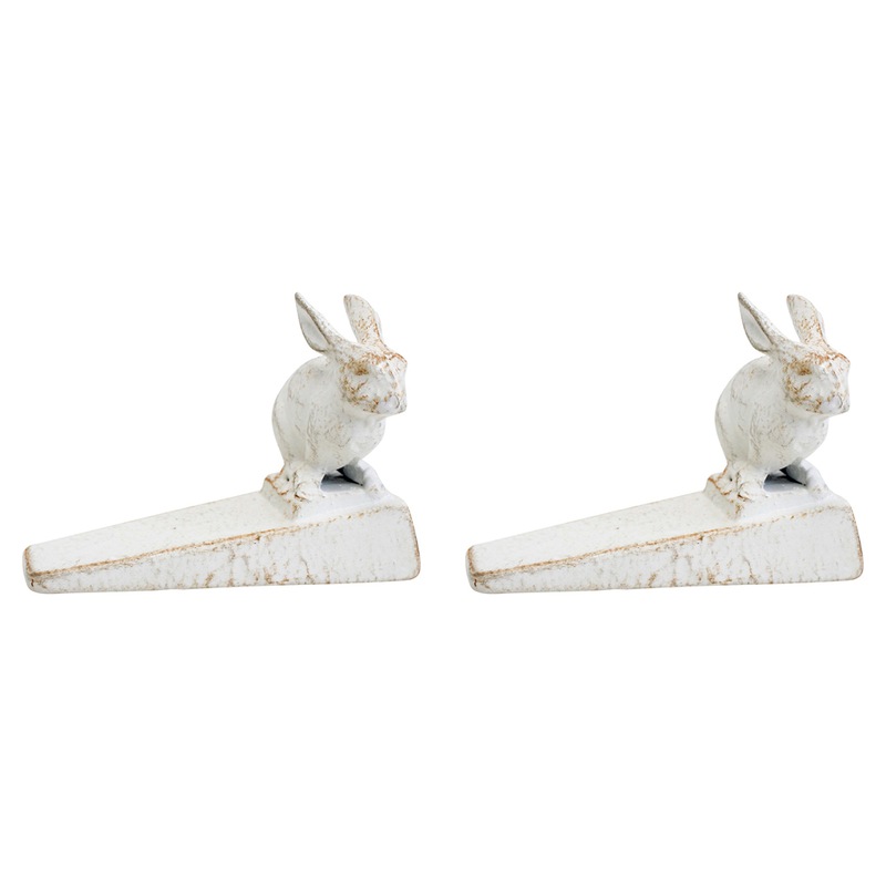 Buy 2x White Rabbit 12cm Metal Doorstop Home/Office Room Decor Weighted ...