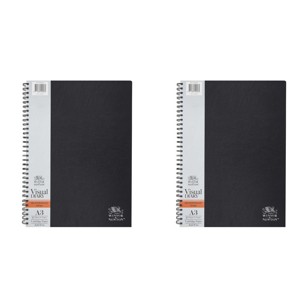 Buy 2x Winsor And Newton Double Wire Bound Heavyweight Visual Diary 40 ...