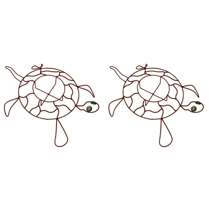 Buy 2x Wire Turtle Planter w/ Green Eyes Home/Garden Display Decor ...