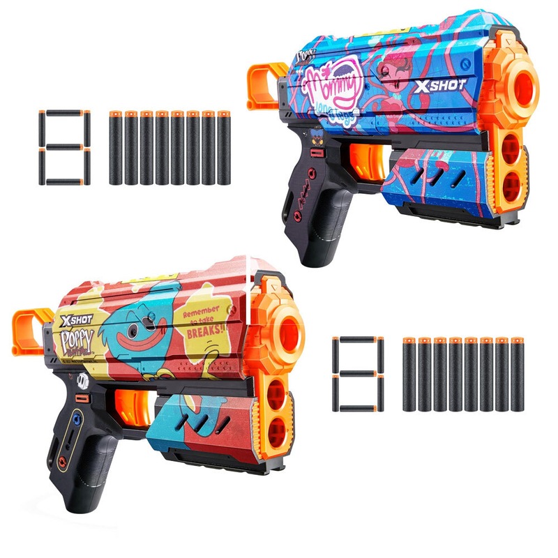 Buy 2x Zuru Xshot Skins Poppy Playtime Flux w/ 8-Darts Kids Outdoor Toy ...