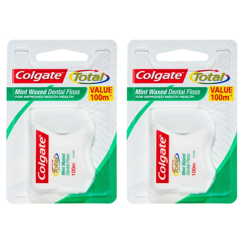 Buy 2x100m Colgate Total Mint Waxed Dental Floss/Flossers Teeth/Oral ...