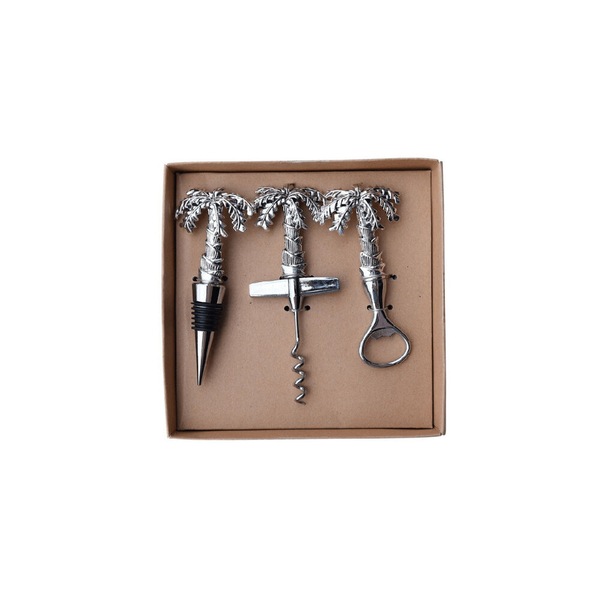Buy 2x3pc Darlin Palm Tree Wine Stopper Corkscrew & Bottle Opener Gift ...