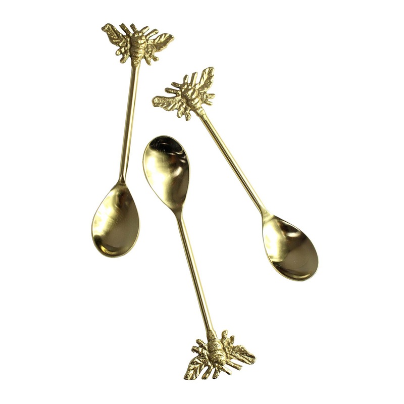 Buy 3pc Bee Teaspoon 15.5cm Brass Coffee/Tea Dessert Spoon Cutlery ...