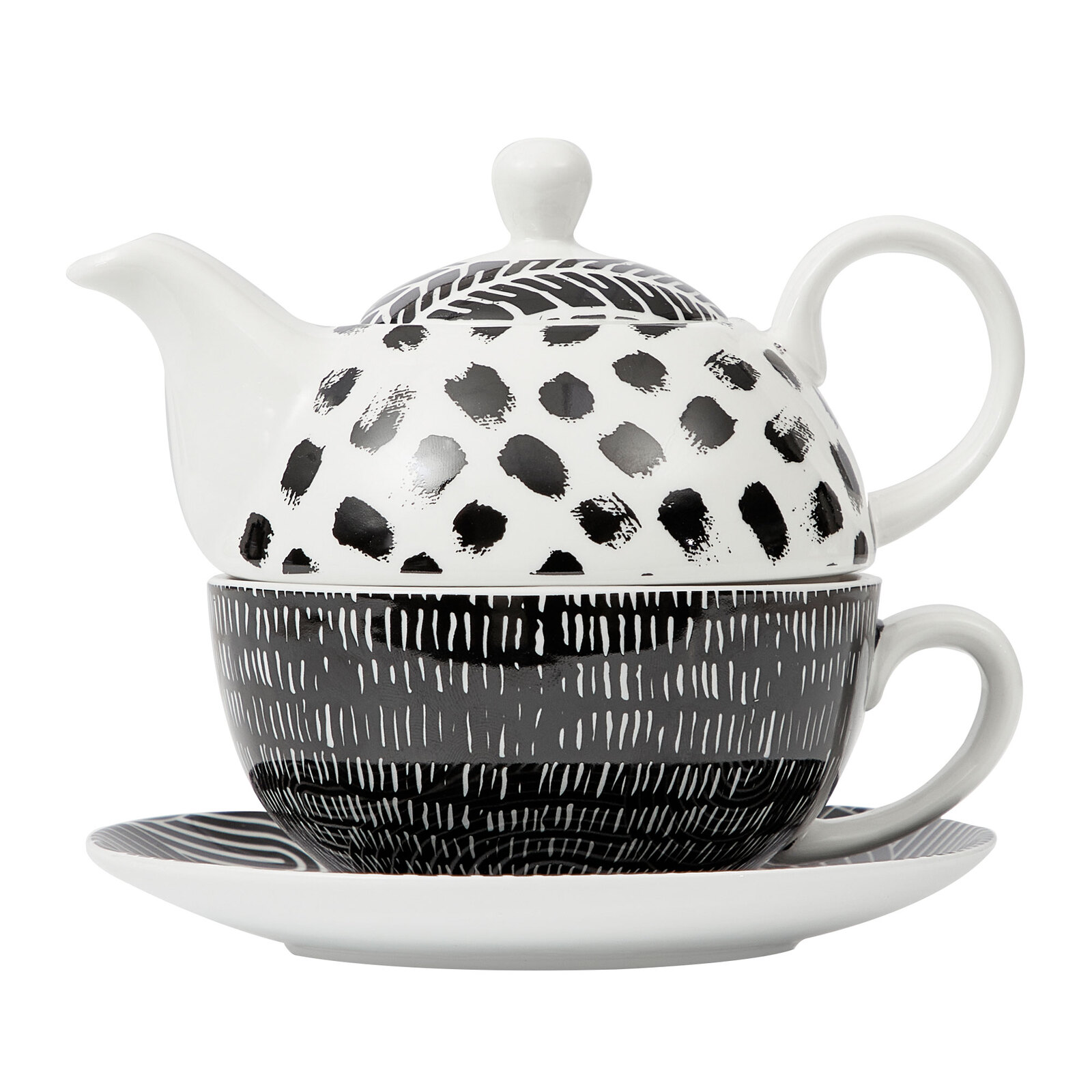 Buy 3pc Cooper & Co. Tea For One 350ml Teapot Cup & Saucer Set New Bone ...
