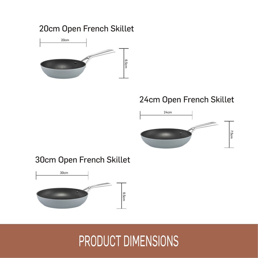 Buy 3pc Essteele Per Bellezza 20/24/30cm Non-Stick Open Skillet Triple ...