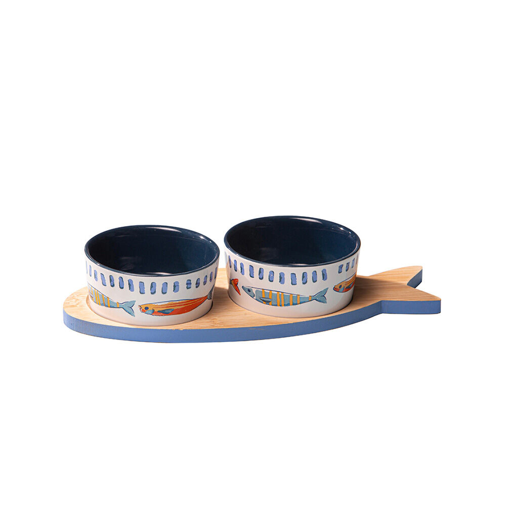 Buy 3pc Ladelle Capri Ceramic Fish Bowl & Tray Serving Set Kitchen ...