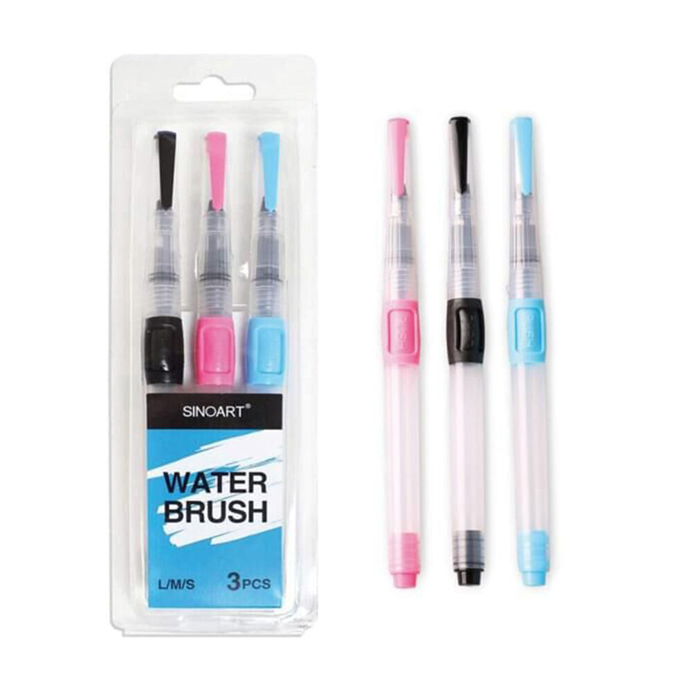 Buy 3pc Sinoart Refillable Water Tank Synthetic Fibre Brush Set Pink ...