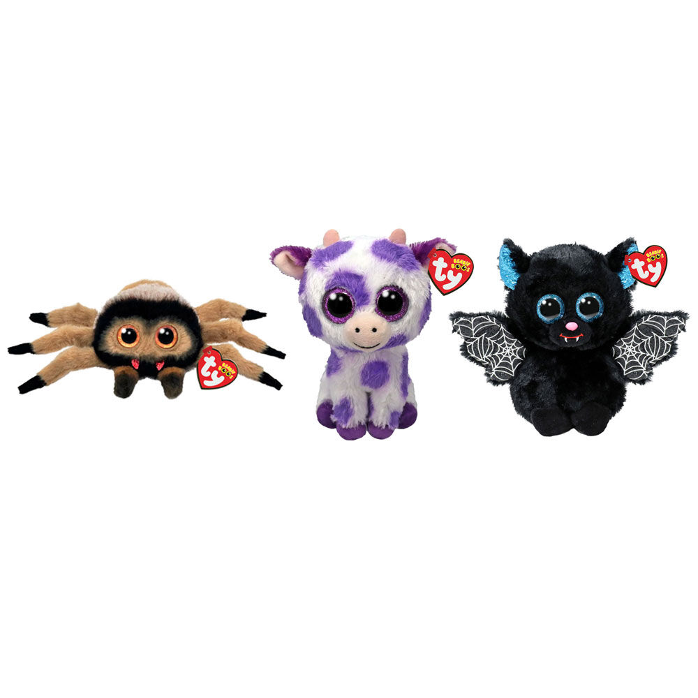 Buy 3pc Ty Beanie Boos Bat/Spider/Cow Plush Stuffed Toy 15.5cm Combo ...