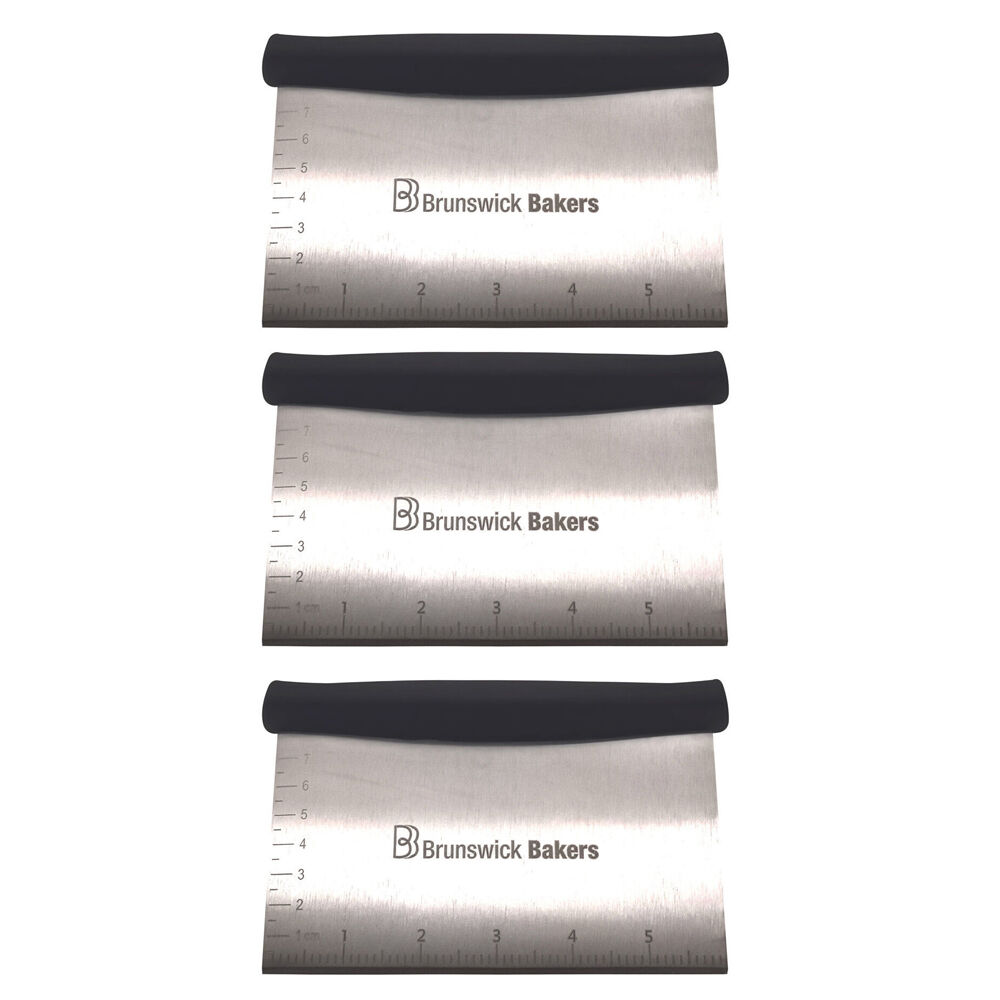 Buy 3PK Brunswick Bakers Stainless Steel Dough Scraper w/ Handle ...