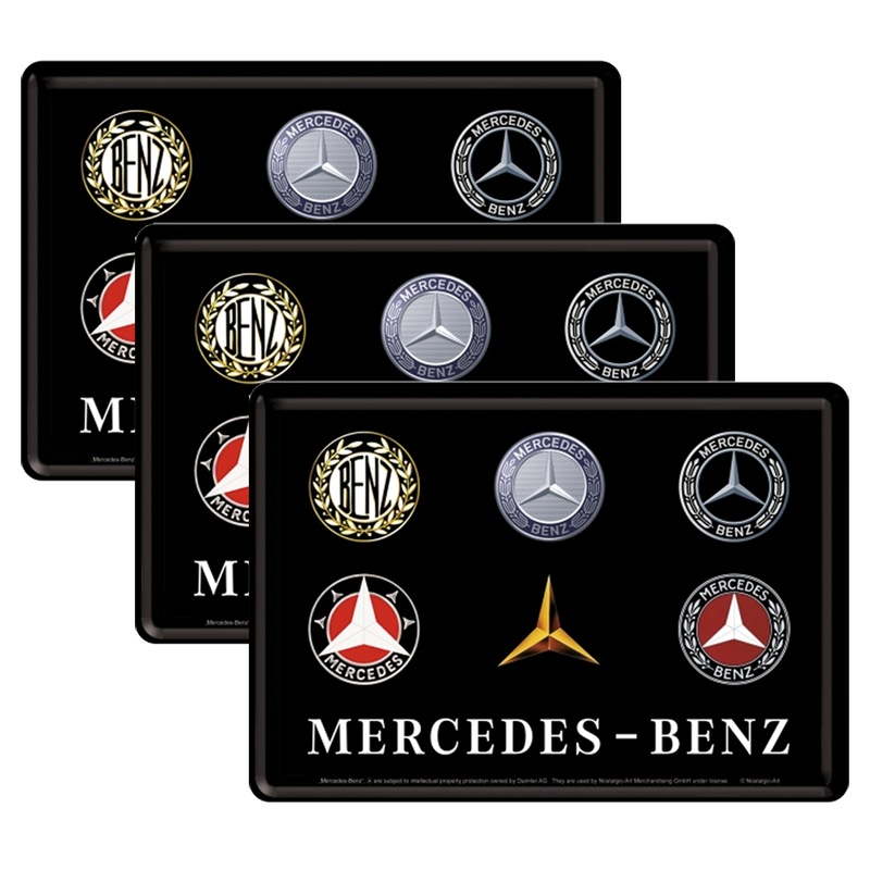 Buy 3PK Nostalgic Art Metal Postcard Mercedes Benz Logo Evolution w ...