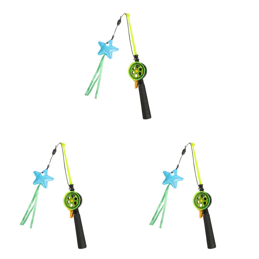 Buy 3PK Pro Pet Care Interactive Cat Teaser Toy Fishing Rod With Plush ...