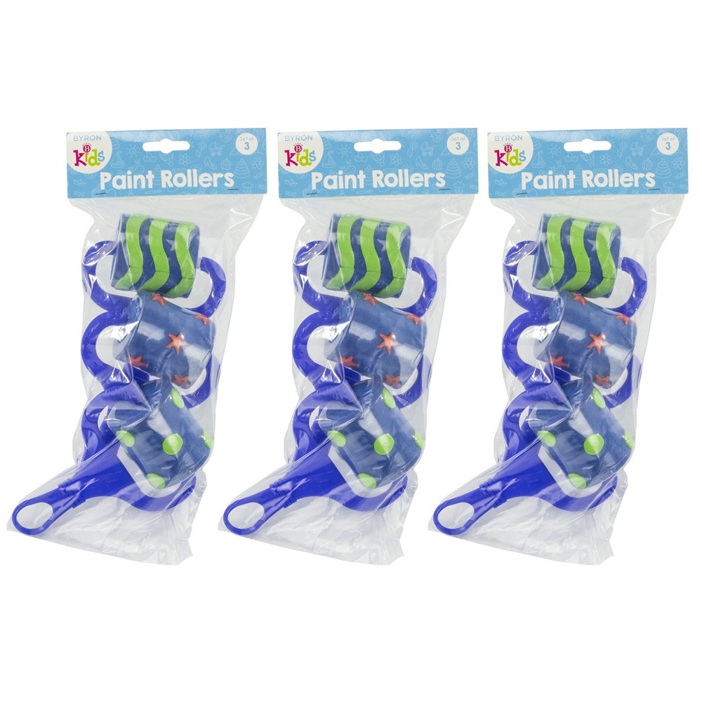 Buy 3x 3pc Jasart Byron Kids/Children Painting Rollers Set Fun Pattern ...