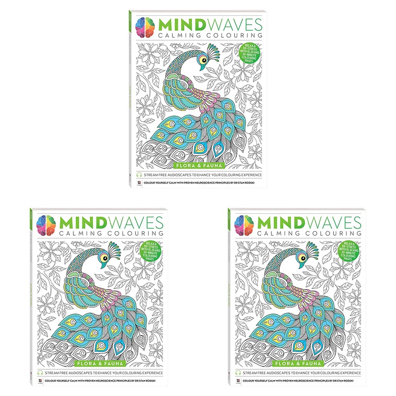 Buy 3x Art Maker Mindwaves Flora/Fauna Calming Colouring Draw Relaxing ...