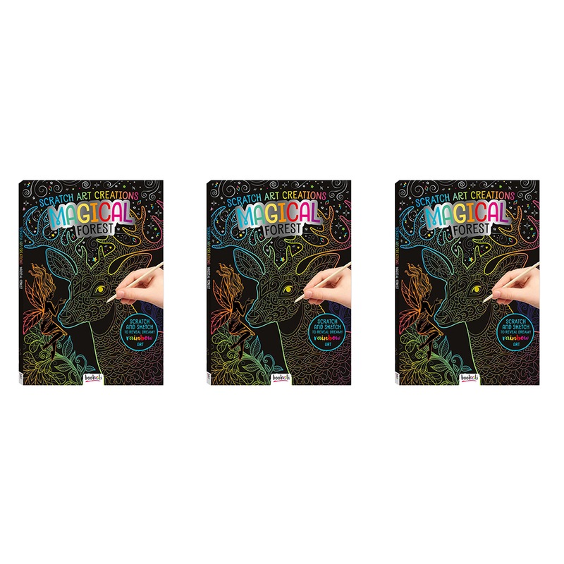Buy 3x Bookoli Scratch Art Creations: Magical Forest Activity Book Art ...