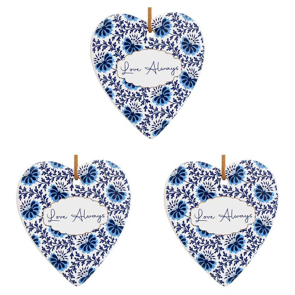 Buy 3x Ceramic Hanging 8x8cm Heart Love Always w/Hanger Ornament Home ...