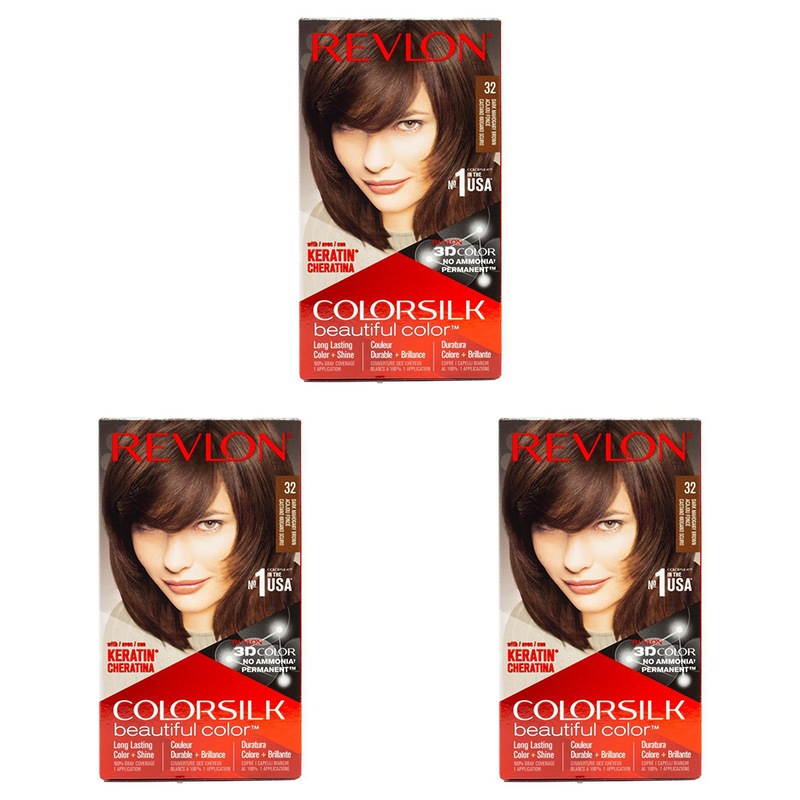 Buy 3x Revlon Colorsilk Permanent Hair Color Dye w/ Keratin 32 Dark ...