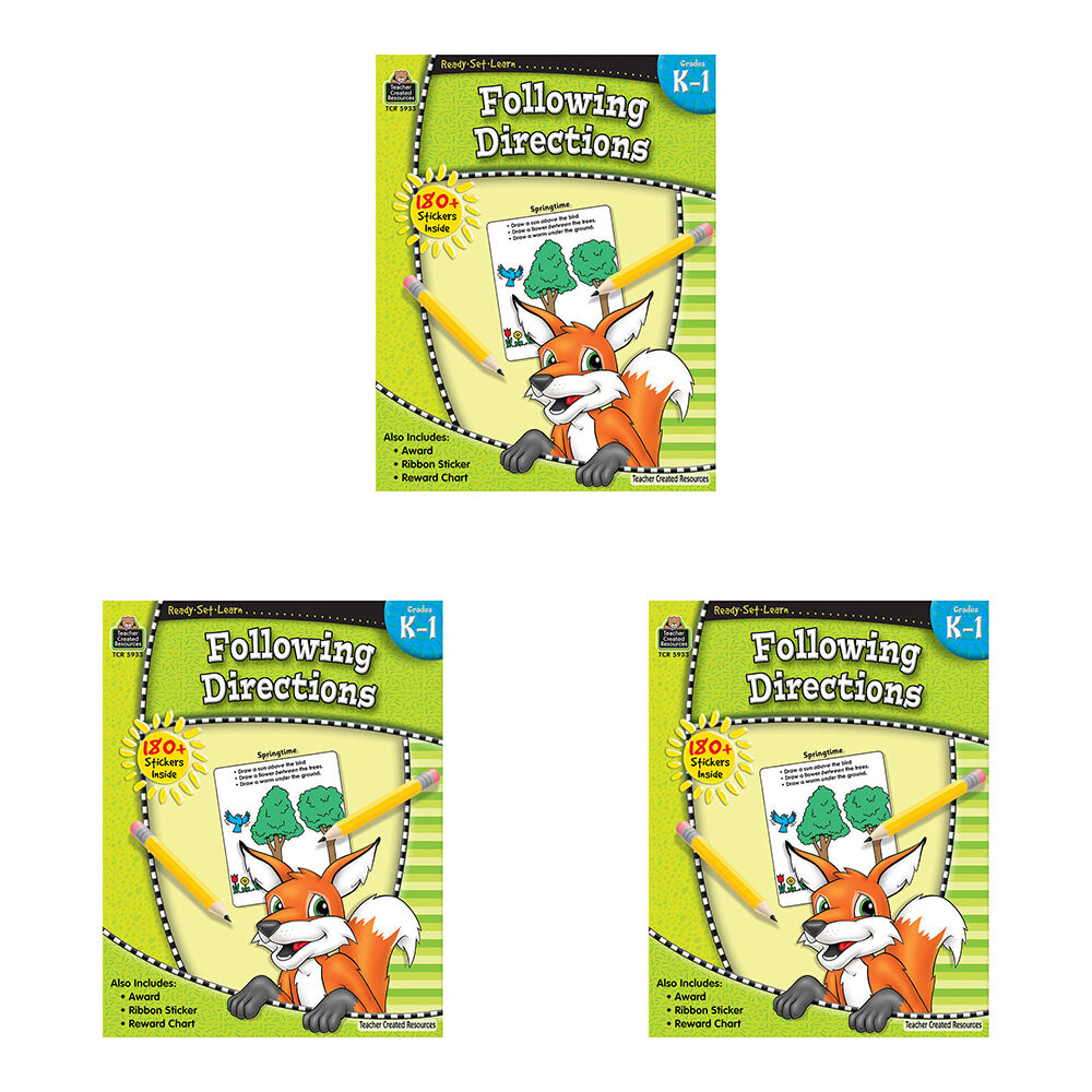 Buy 3x Teacher Created Resources Following Directions Learn Book Set ...