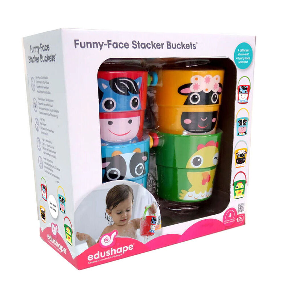 Buy 4pc Edushape Funny Face Stacker Buckets Bath Play Toy Kids/Toddler ...