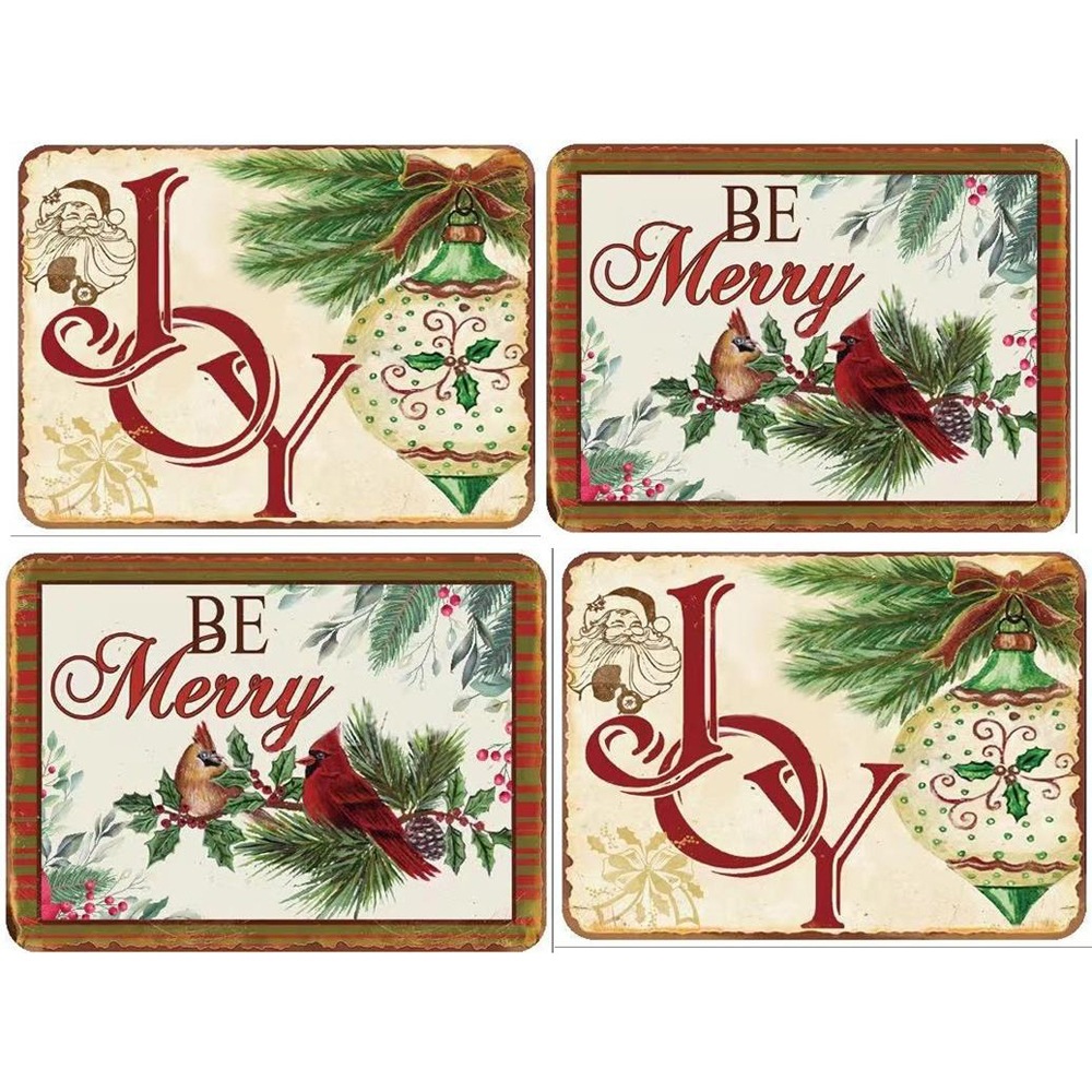 Buy 4pc Joy/Be Merry Placemats Table Protector Dining Desk Mat ...