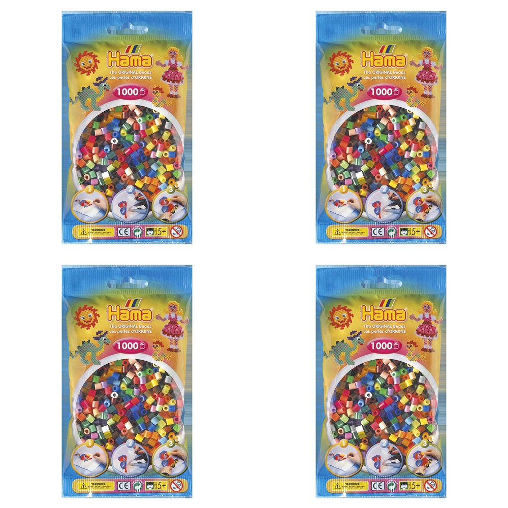 Buy 4x 1000pc Hama Beads All Colours Bags Kids/Children Building ...