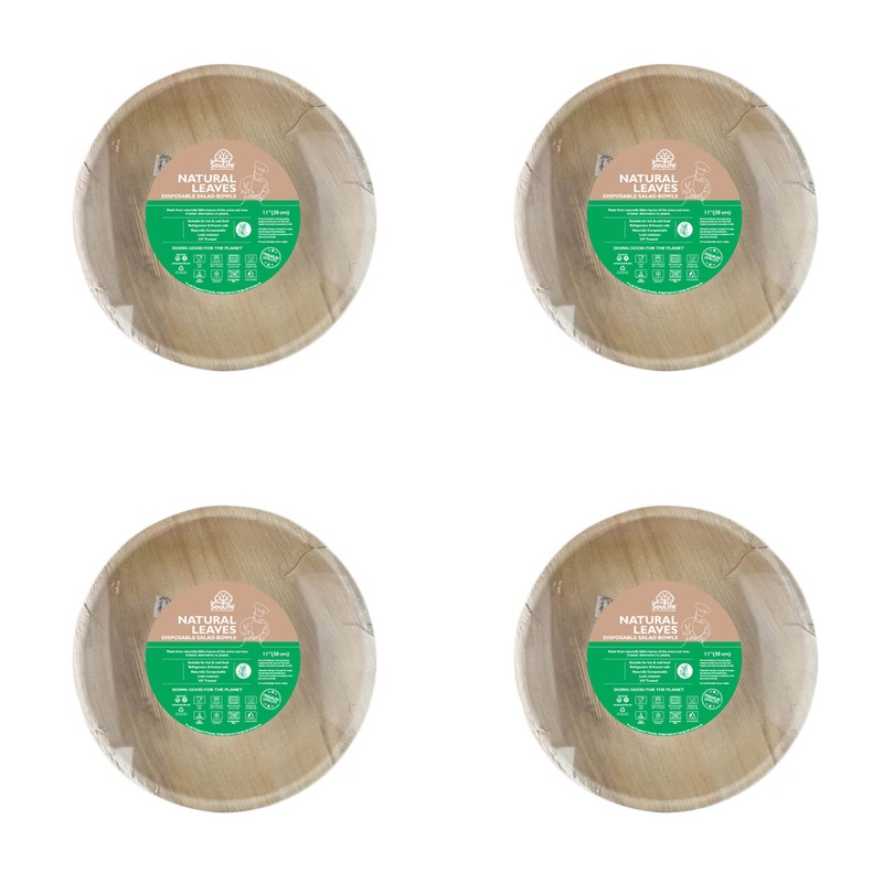 Buy 4x 9pc EcoSouLife Areca Nut Leaf Disposable Salad Bowl Dining ...