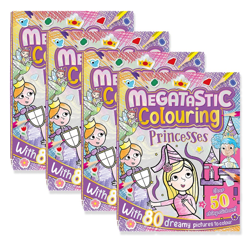 Buy 4x Bookoli Megatastic Colouring: Princesses Colouring Book Art ...