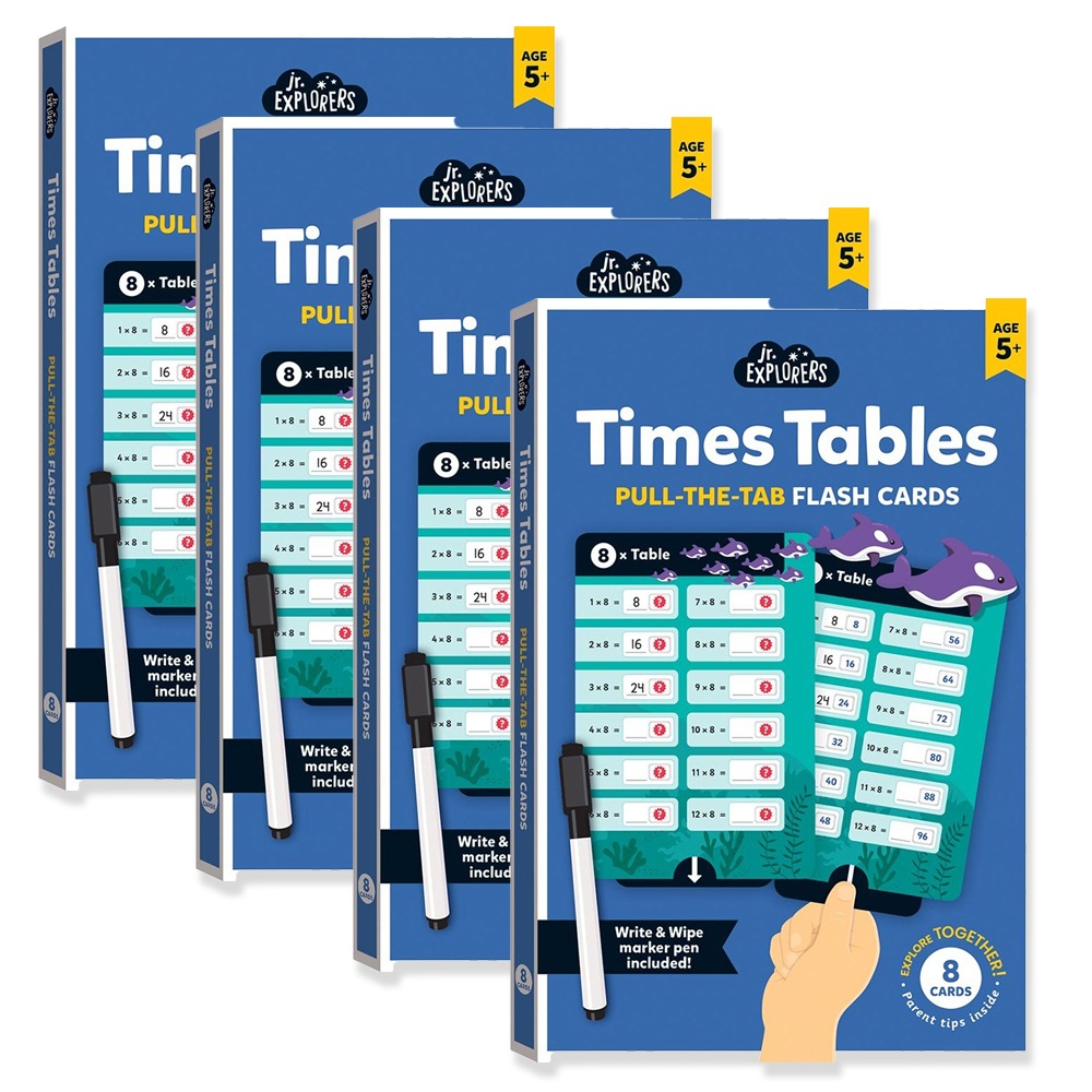 Buy 4x Junior Explorers Times Table Pull-the-Tab Educational Flash ...