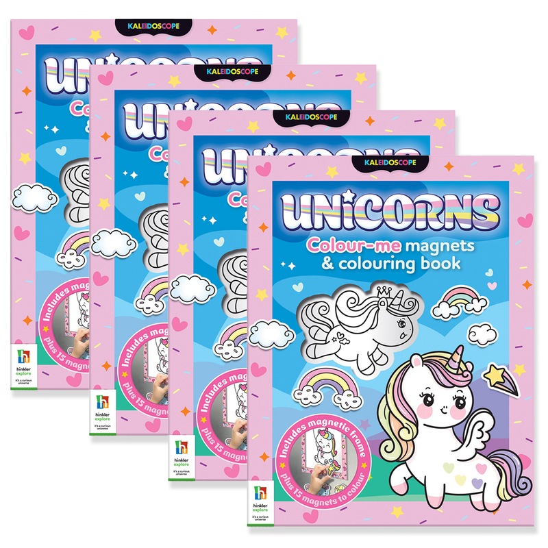 Buy 4x Kaleidoscope Unicorns Colour-Me Magnets Kids Colouring Book Kids ...