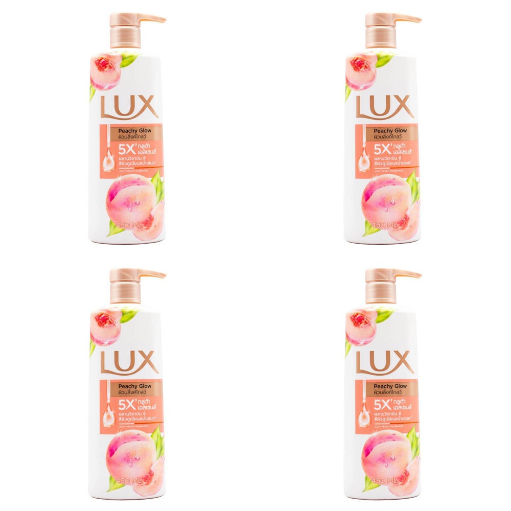 Buy 4x Lux 500ml Body Wash Foaming Liquid Bath Soap Peachy Glow Juicy Peach Scent - MyDeal Australia