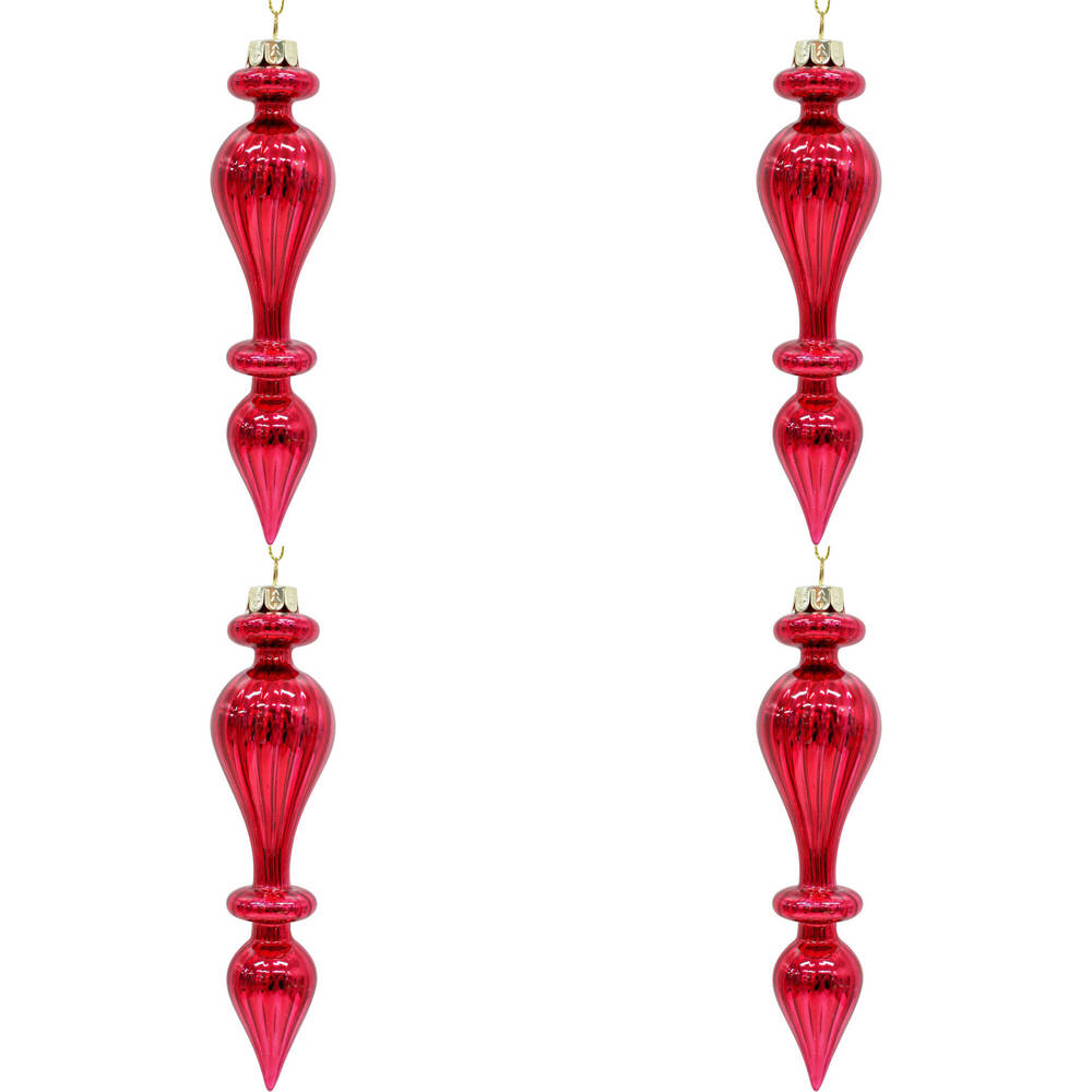 Buy 4x LVD Glass Drop Hanging Ornament Hanger Christmas Decor 3.5x16cm ...