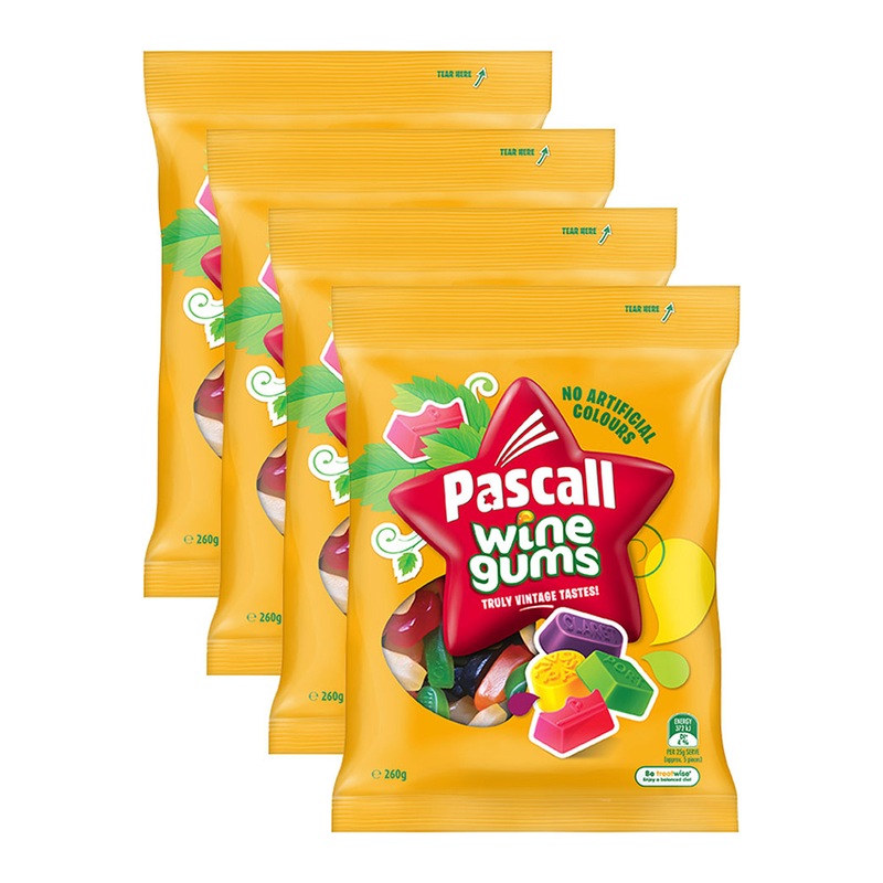 Buy 4x Pascall 260g Wine Gums Lolly Confectionery Bag Gummy Candy ...